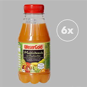 Frisdranken > PET Flesjes > WESERGOLD MULTIVITAMINE SAP 6X33 CL. PET